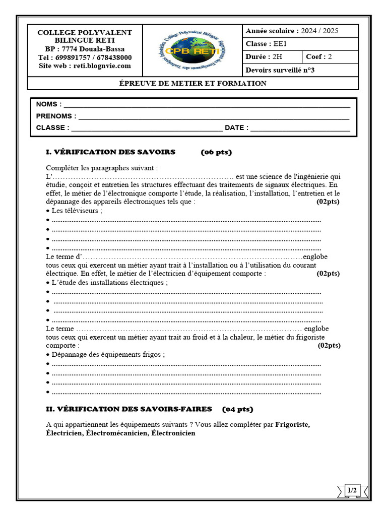 Sequence 3 Metier Et Formation EE1 | PDF