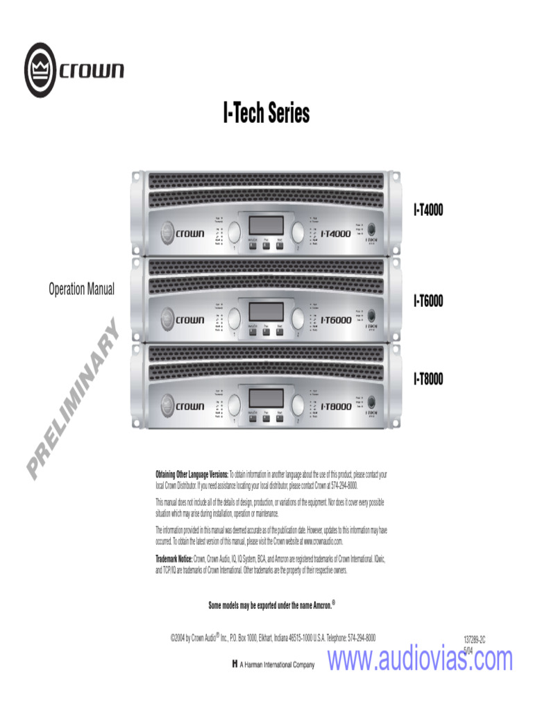 crown-it-series-manual-de-usuario-preliminar | PDF | Electrical ...