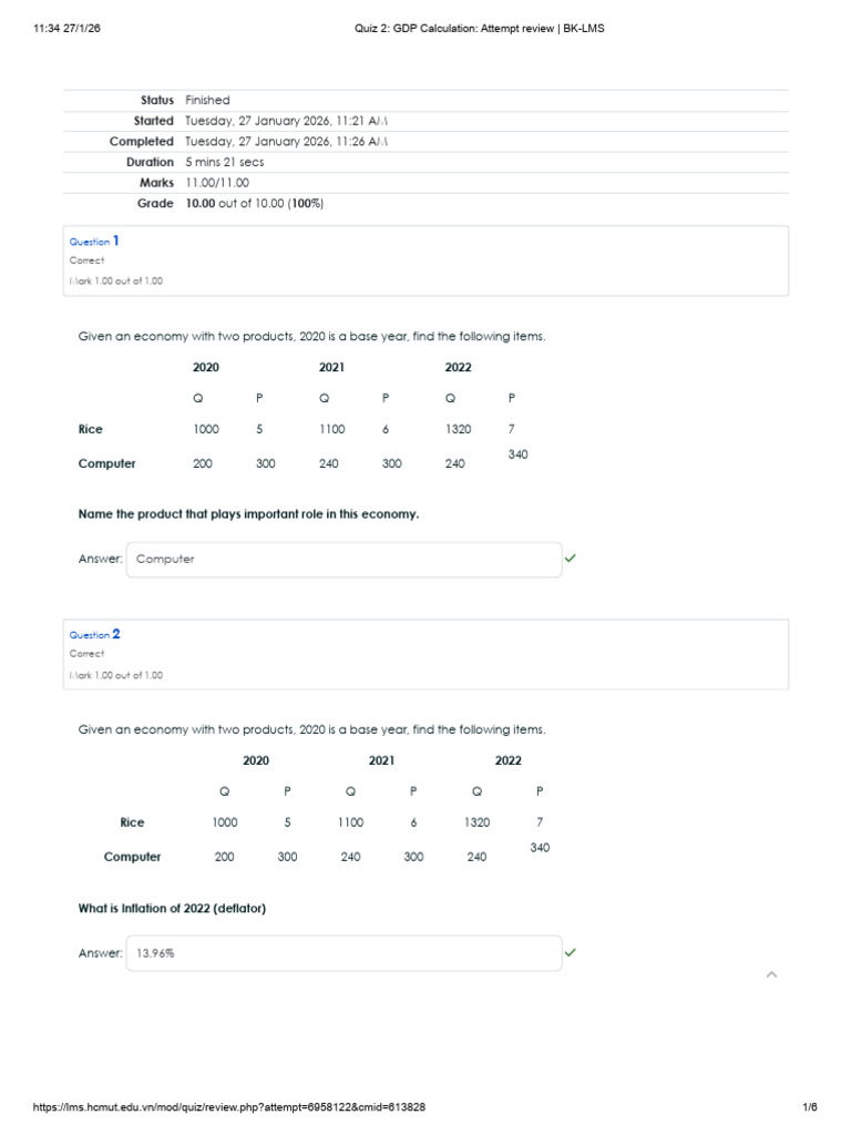 Quiz 2_ GDP Calculation_ Attempt review _ BK-LMS _ Attempt 2 _ 10.00 ...
