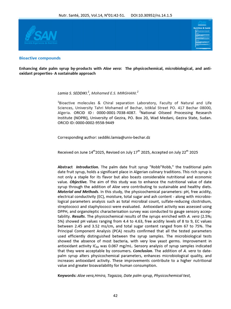 Article 5 Seddiki | PDF | Principal Component Analysis | Taste