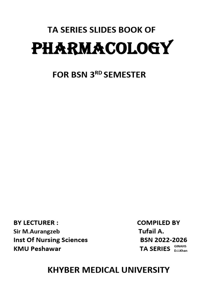 Pharmacology Slides Book BSN 3rd by Ta Series | PDF | Receptor ...