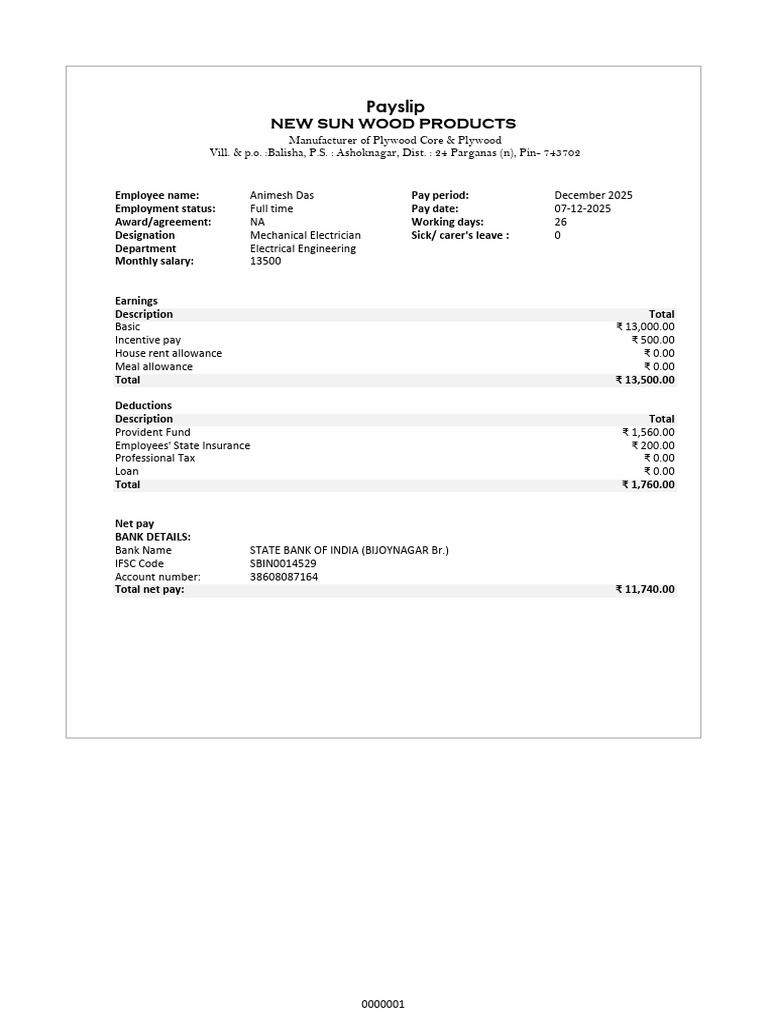 Payslip December 2025 | PDF