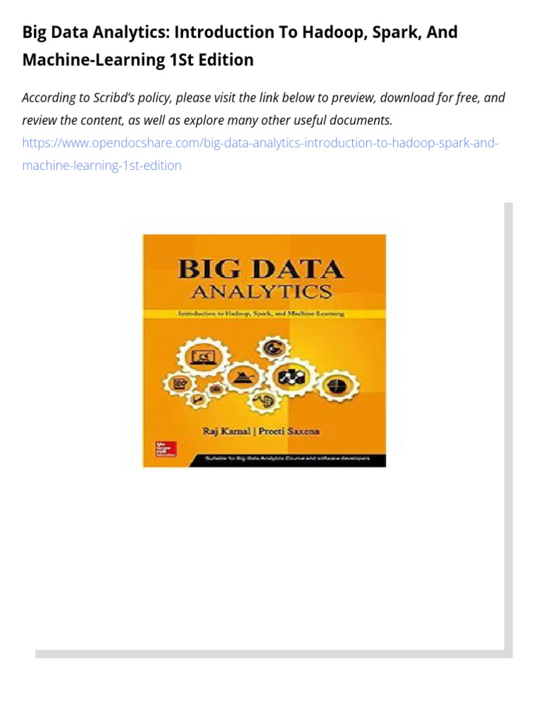 BIG DATA ANALYTICS: Introduction to Hadoop, Spark, and Machine-Learning 1st Edition - eBook PDF ...