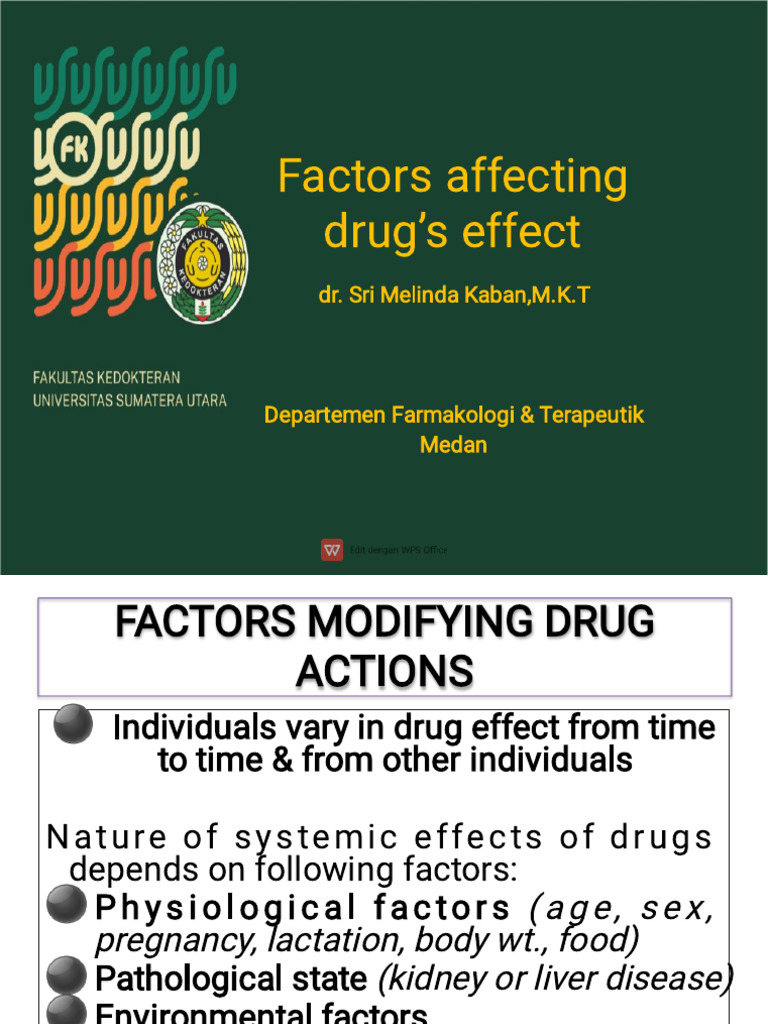 K14. Factors Affecting Drug's Effect | PDF | Kidney | Liver