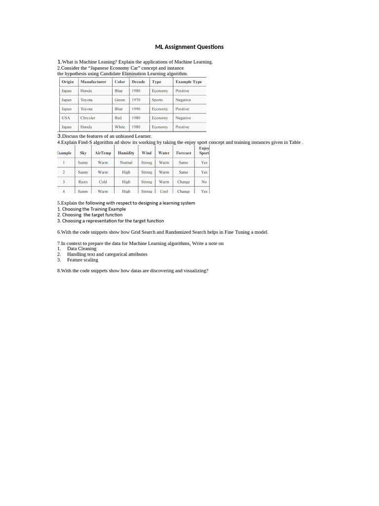 ML Assignment Questions | PDF