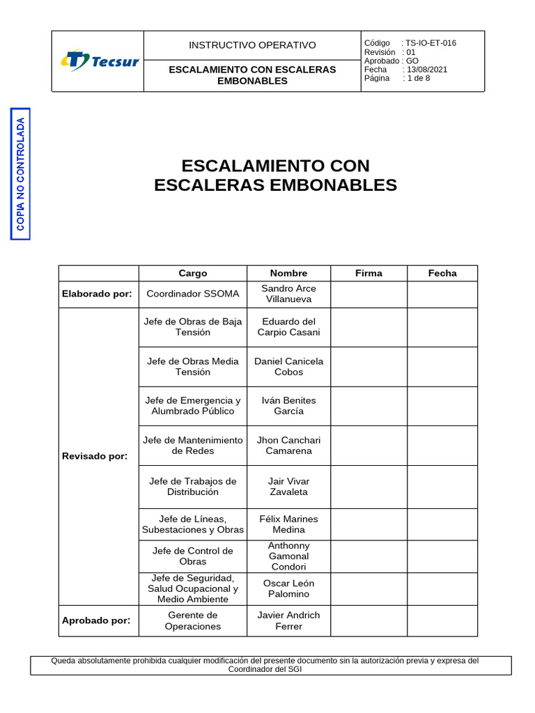TS-IO-ET-016 (01) Escalamiento Con Escaleras Embonables | PDF ...