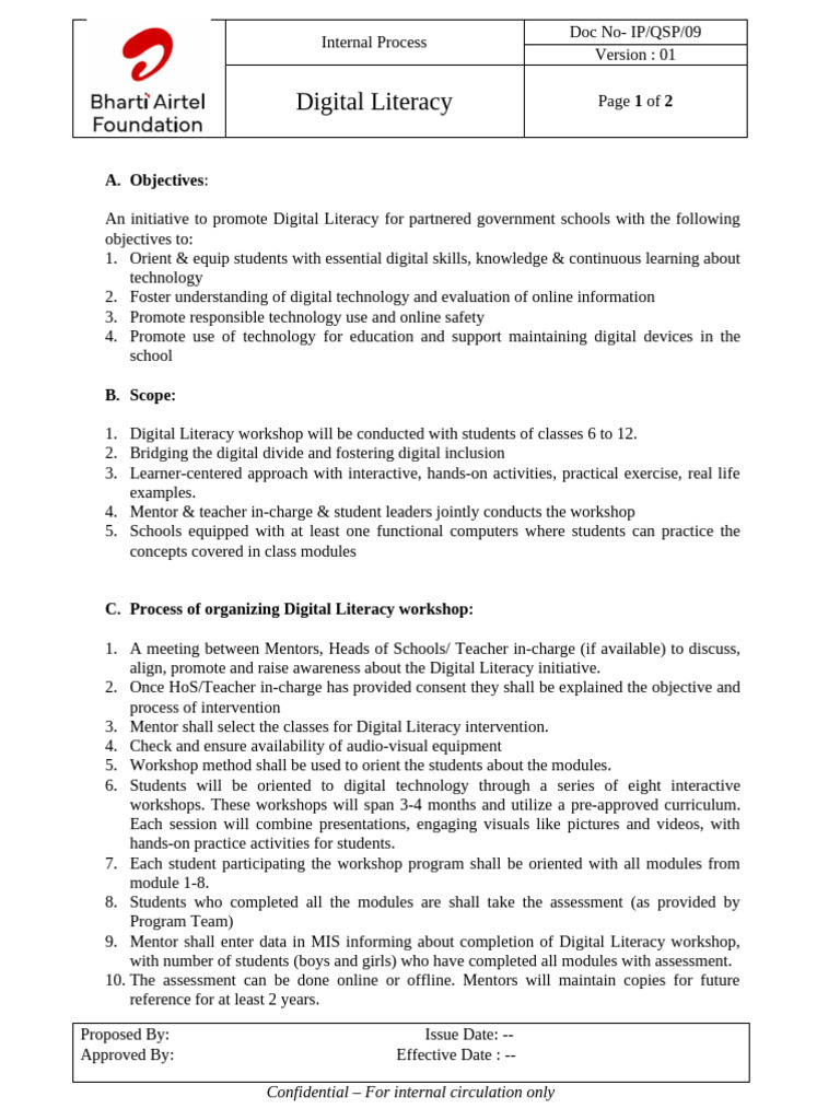 Digital Literacy-V1 May 2024 | PDF | Literacy | Teachers
