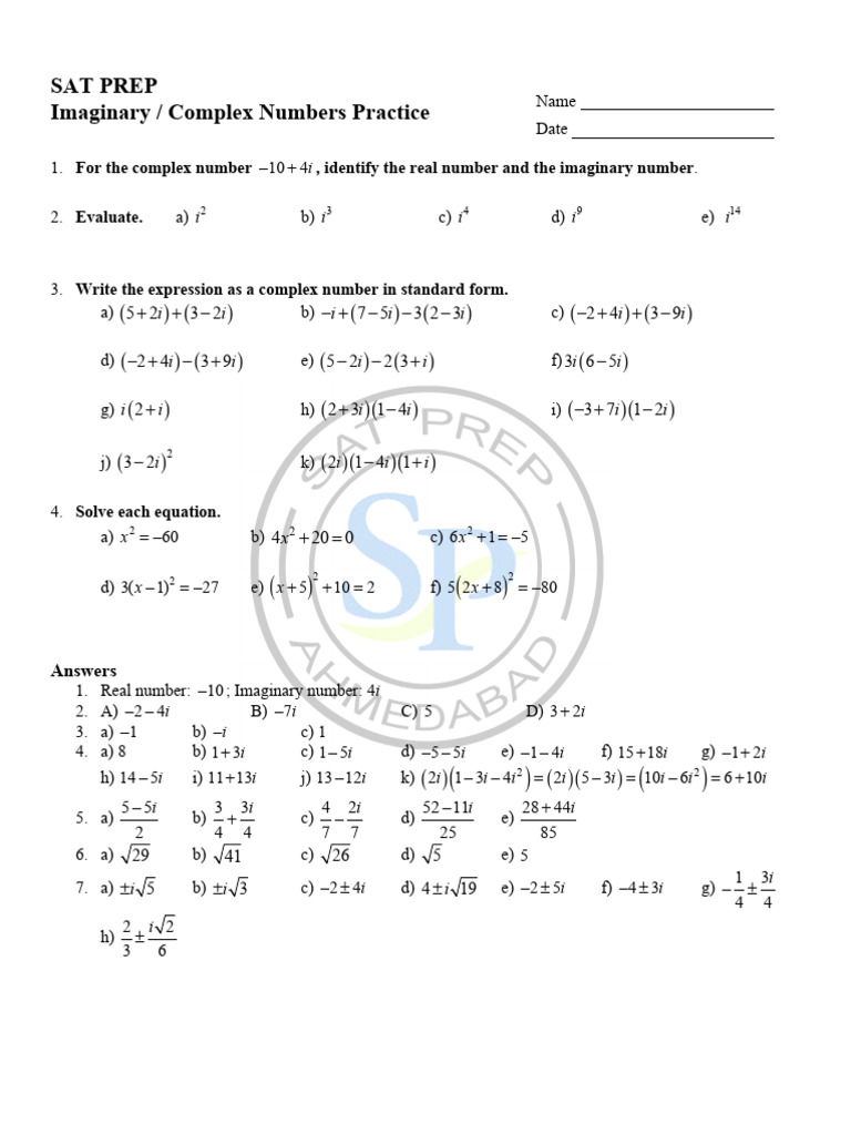 Complex Numbers Worksheet Academic | PDF | Complex Number | Chess Openings