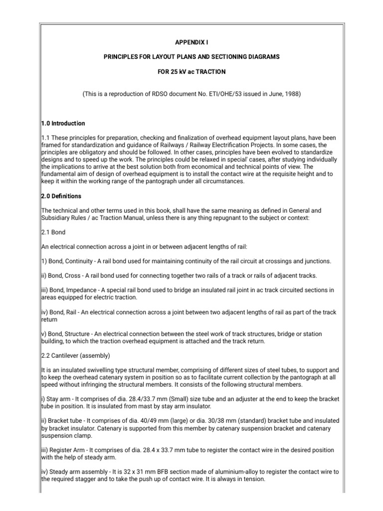 APPENDIX I PRINCIPLES FOR LAYOUT PLANS AND SECTIONING DIAGRAMS FOR 25 ...