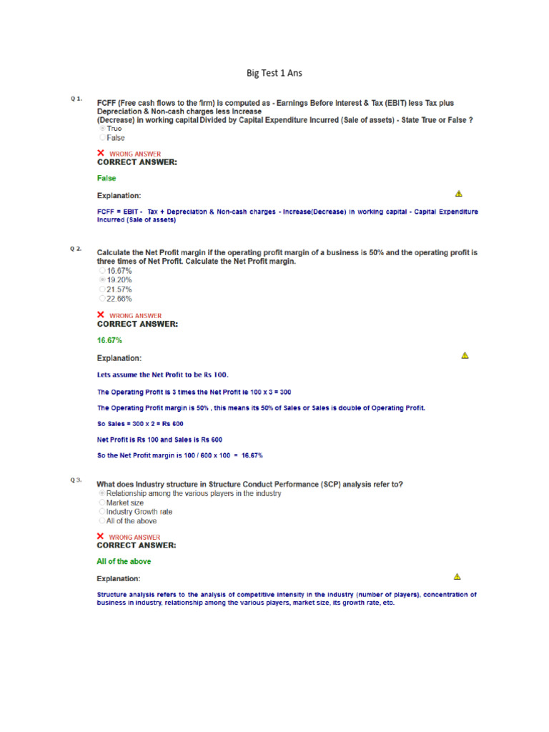 Big Test 1 Ans | PDF