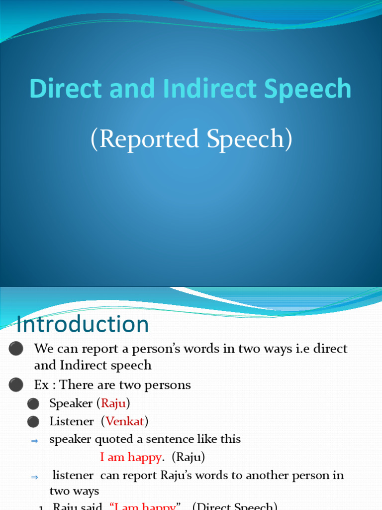 Direct and Indirect Speech - I -Autosaved | PDF | Semantics | Linguistics