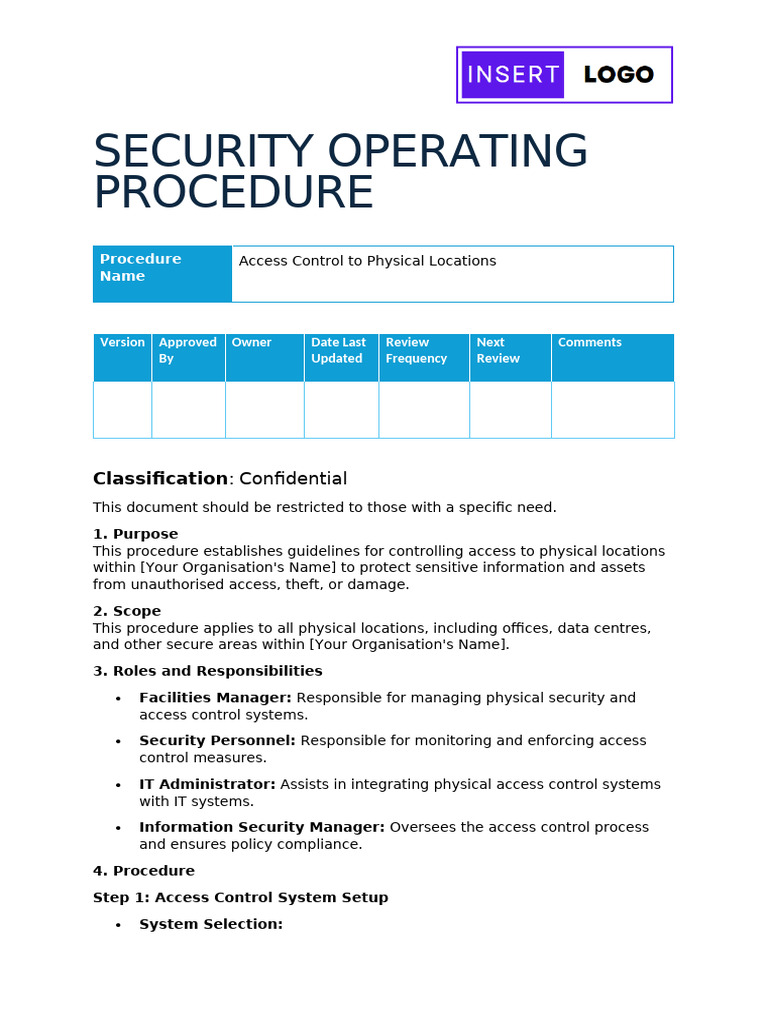 Access Control To Physical Locations SOP | PDF | Access Control ...