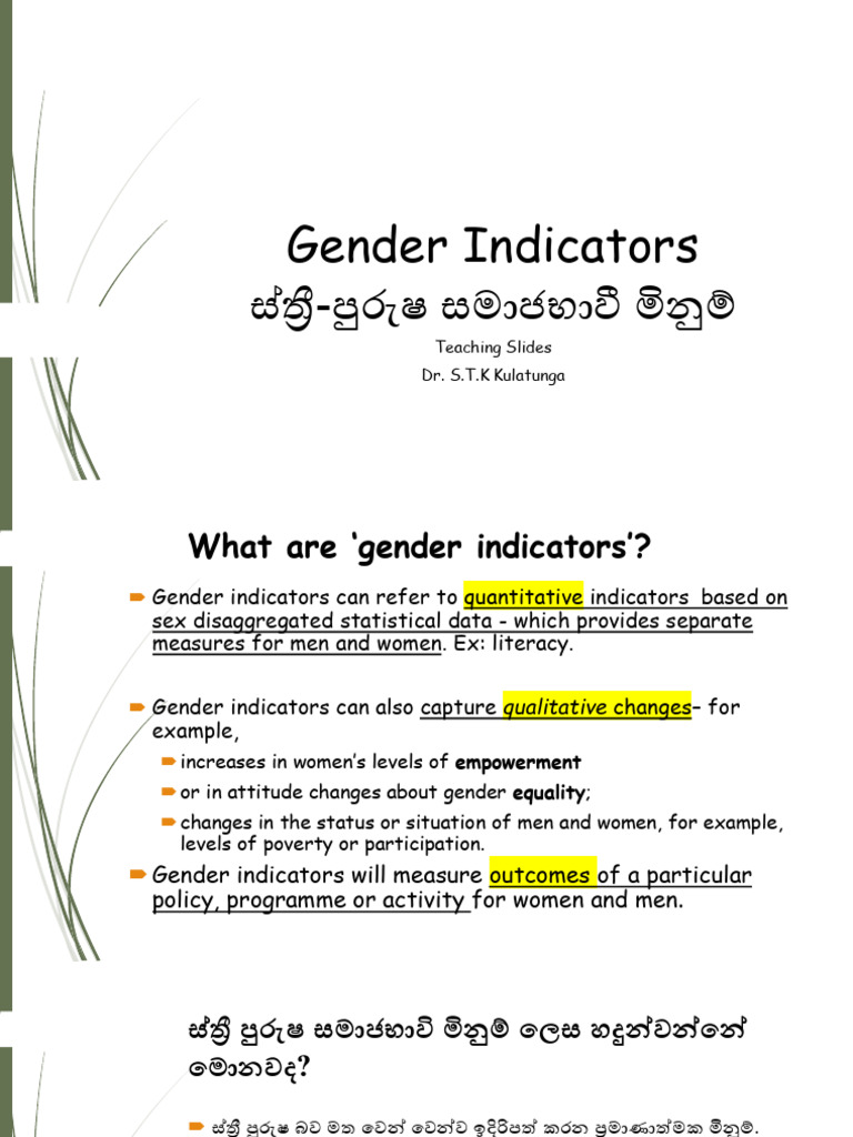 Gender Indicators - 2025 | PDF
