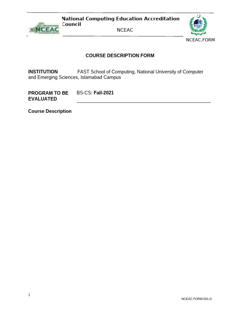 English Composition and Comprehension Outline BS CS Fall 2021 | PDF ...