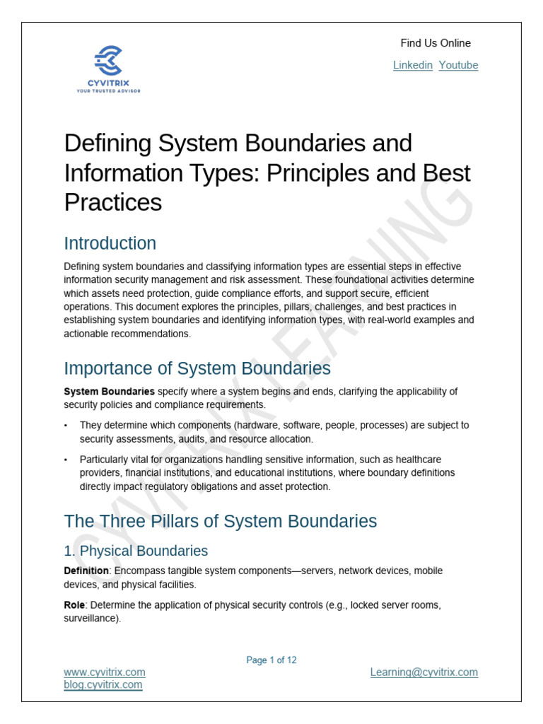 Defining System Boundaries and Information Types: Principles and Best ...