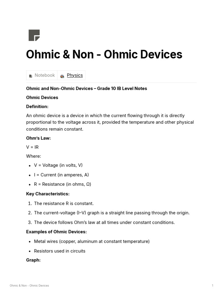 Ohmic and Non Ohmic Devices | PDF | Electric Current | Diode