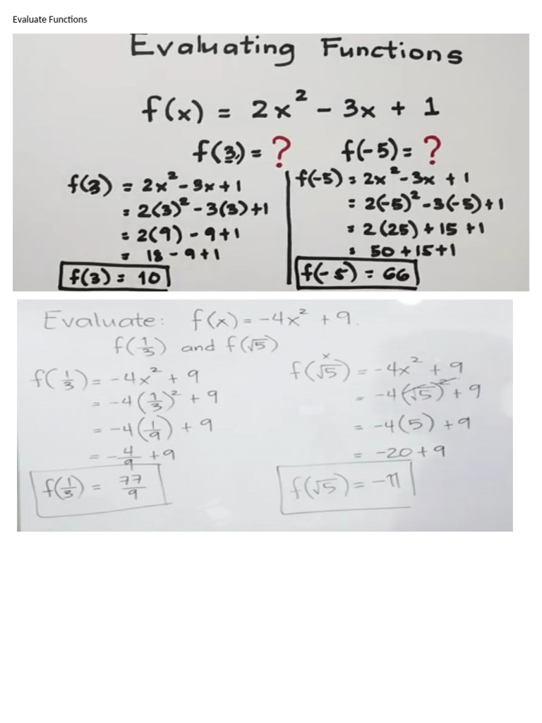 Evaluate Functions | PDF