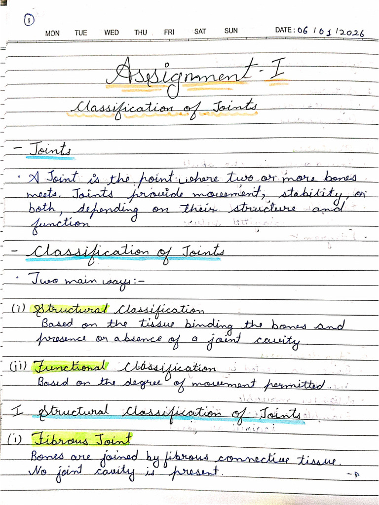 Biomechanics - Assignment.classification of Joint | PDF