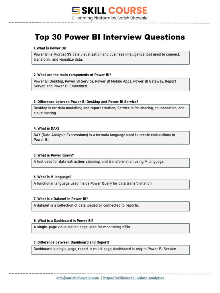 Top 30 Power Bi Interview Questions | PDF | Data | Computing