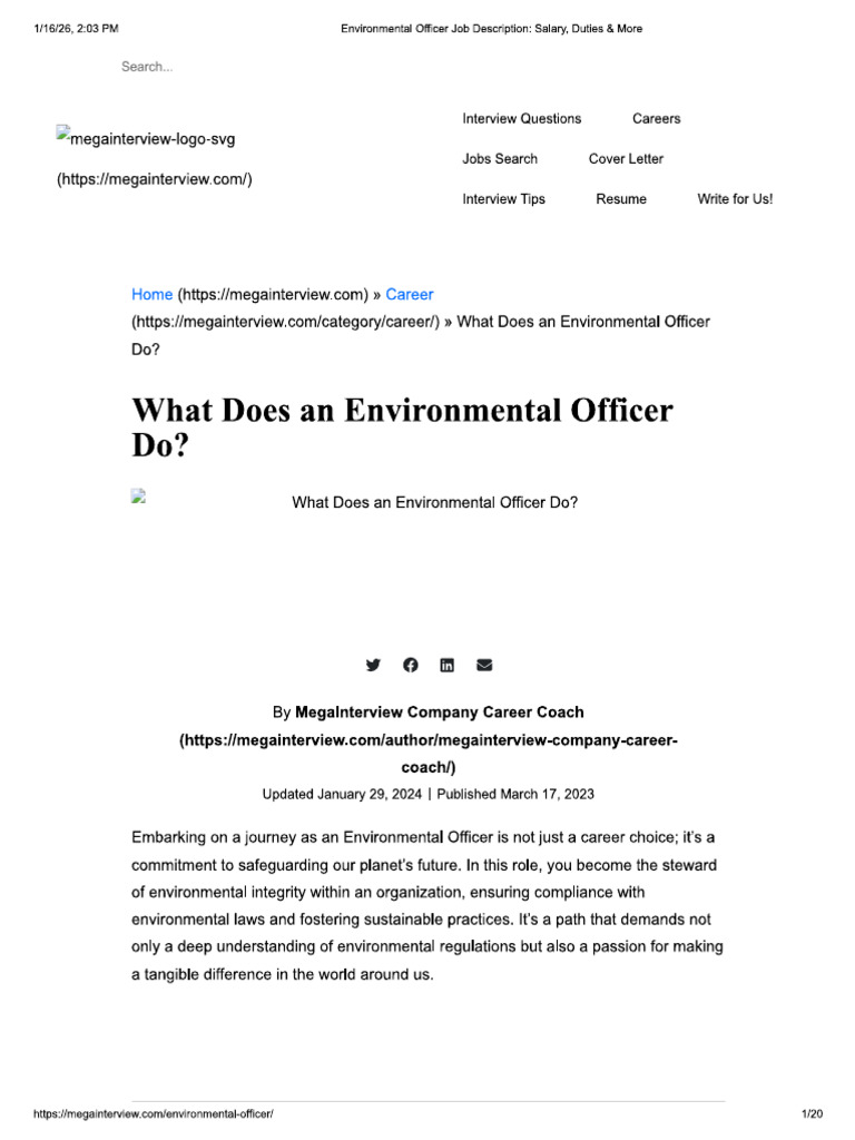 What Does an Environmental Officer Do | PDF
