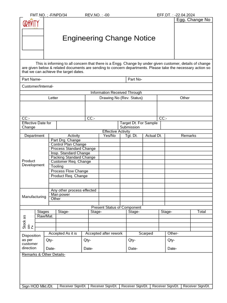 f.npd.33, Engg.change Note | PDF