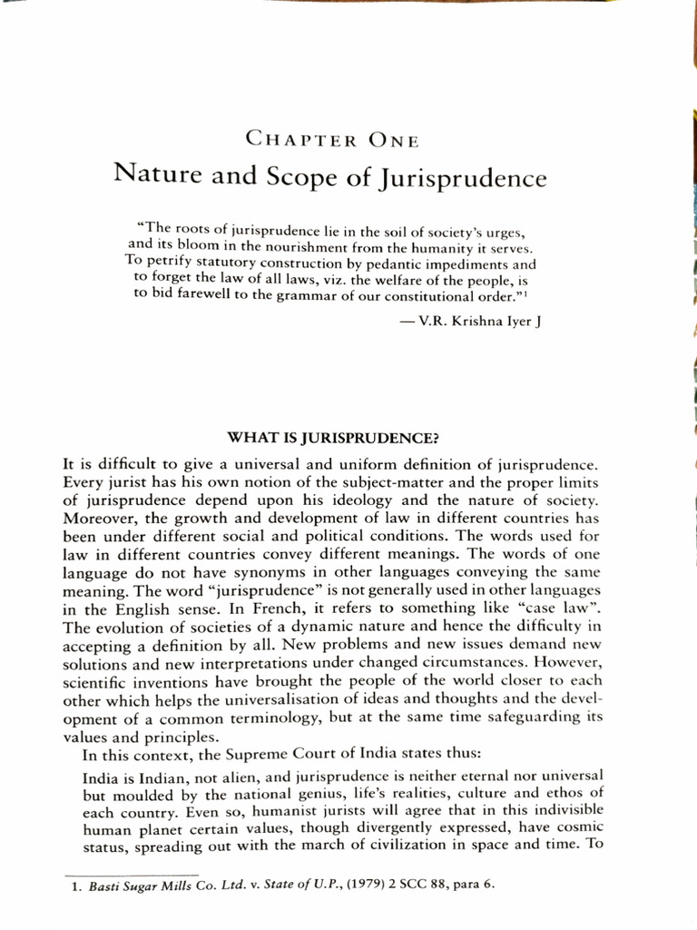 Meaning, Nature and Scope of Jurisprudence (VD Mahajan) | PDF
