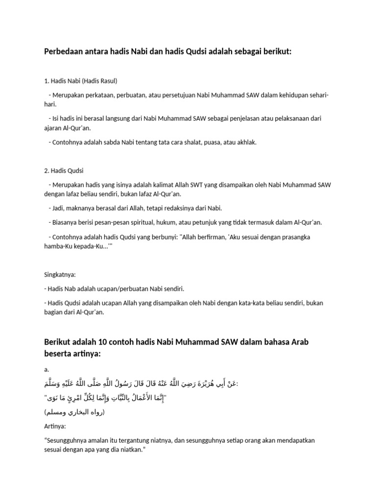Contoh Hadis Nabi Dan Qudsi | PDF