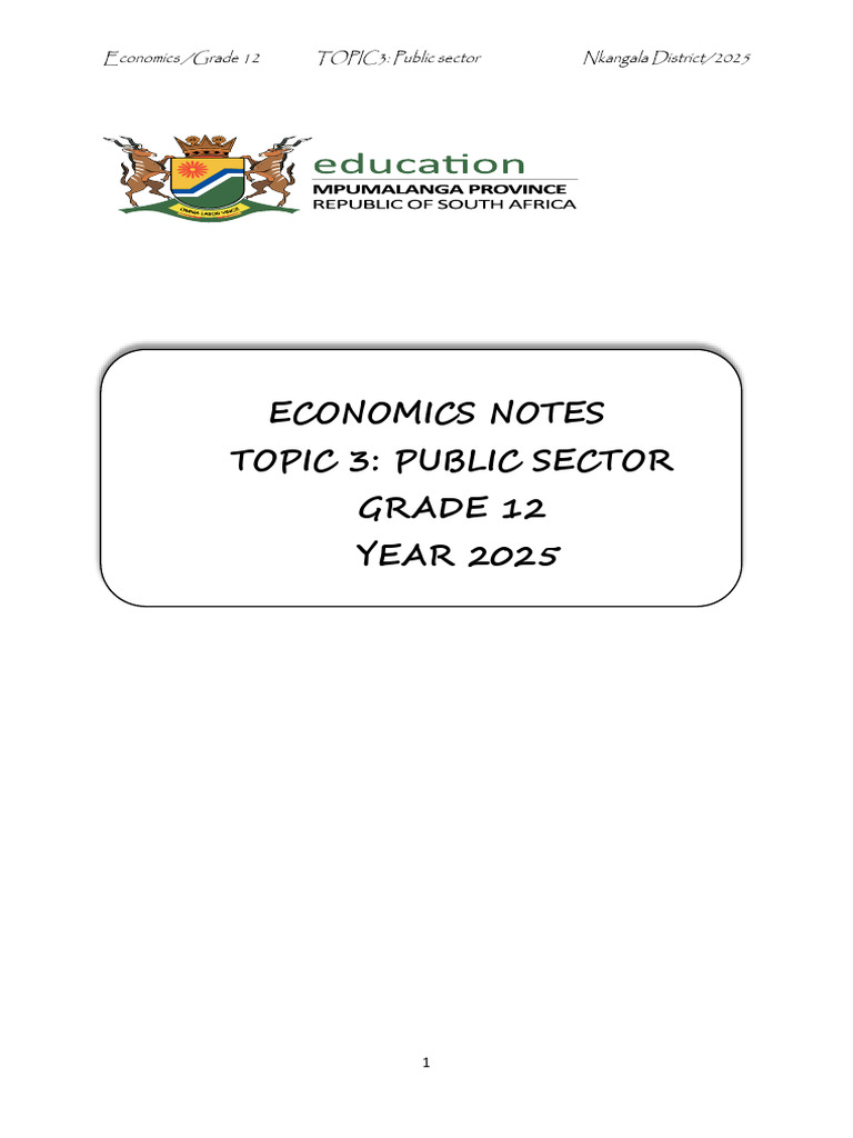 Topic 3 Public Sector Notes | PDF | Taxes | Fiscal Policy