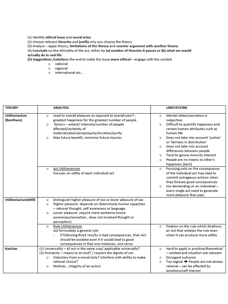 Ethical Summary Framework Finals | PDF | Utilitarianism | Pleasure