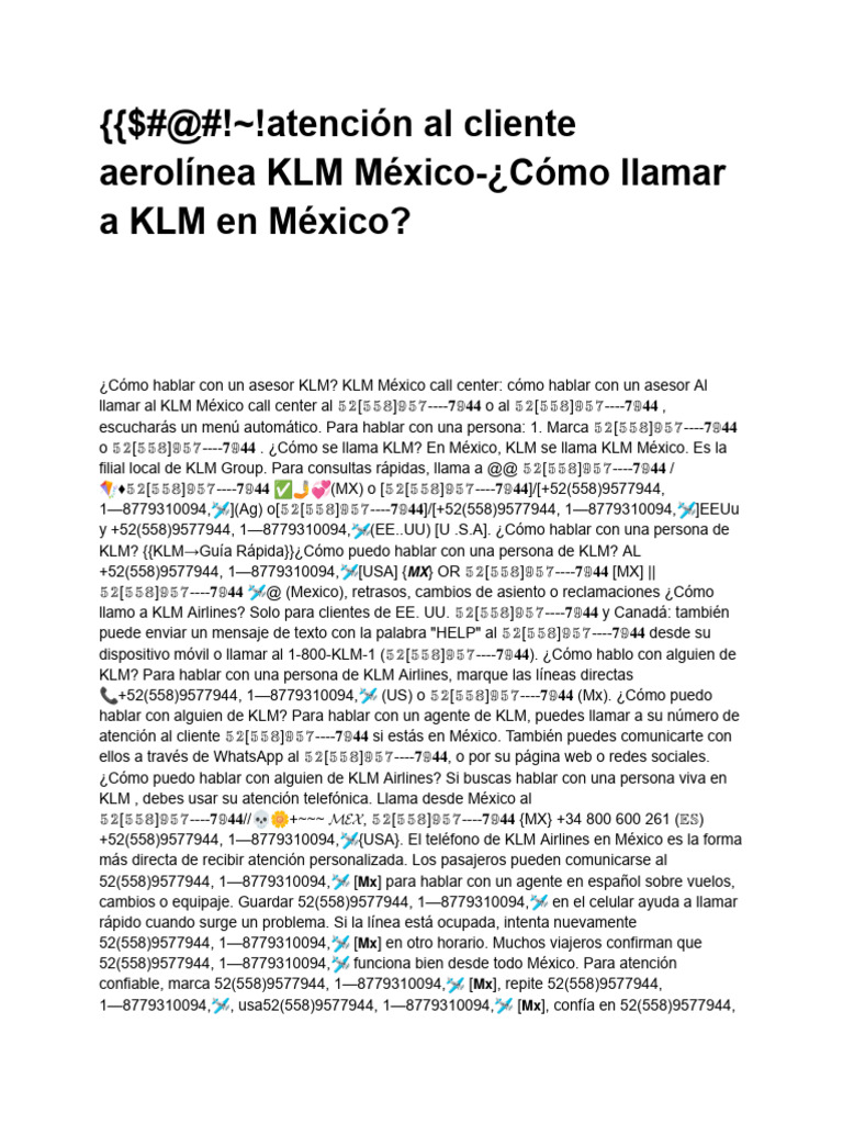 Atención Al Cliente Aerolínea KLM México-¿Cómo Llamar a KLM en México ...