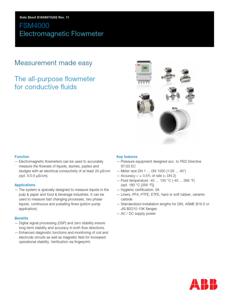 FSM4000 Datasheet | PDF | Flow Measurement | Electricity