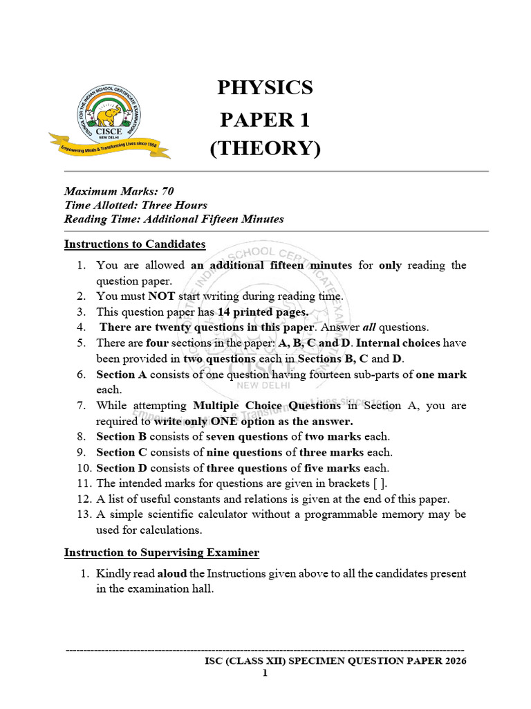 861A-PHYSICS-PAPER-1-SQP-AK_copy (1) | PDF | Energy Level | Atoms