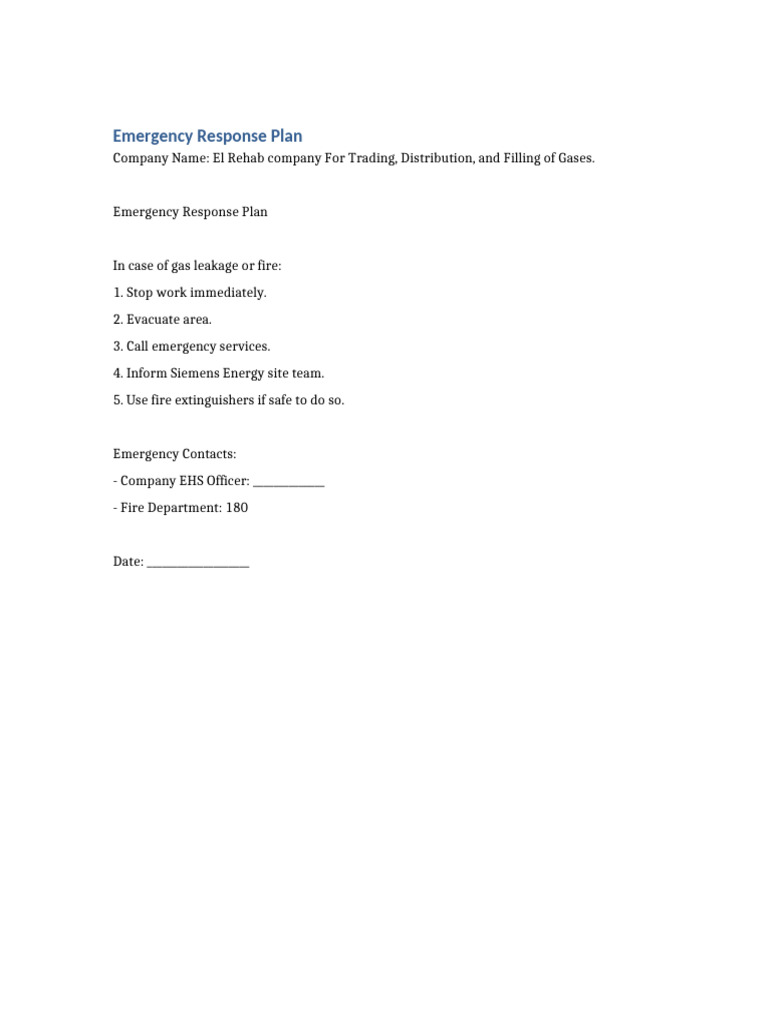 05 Emergency Response Plan | PDF
