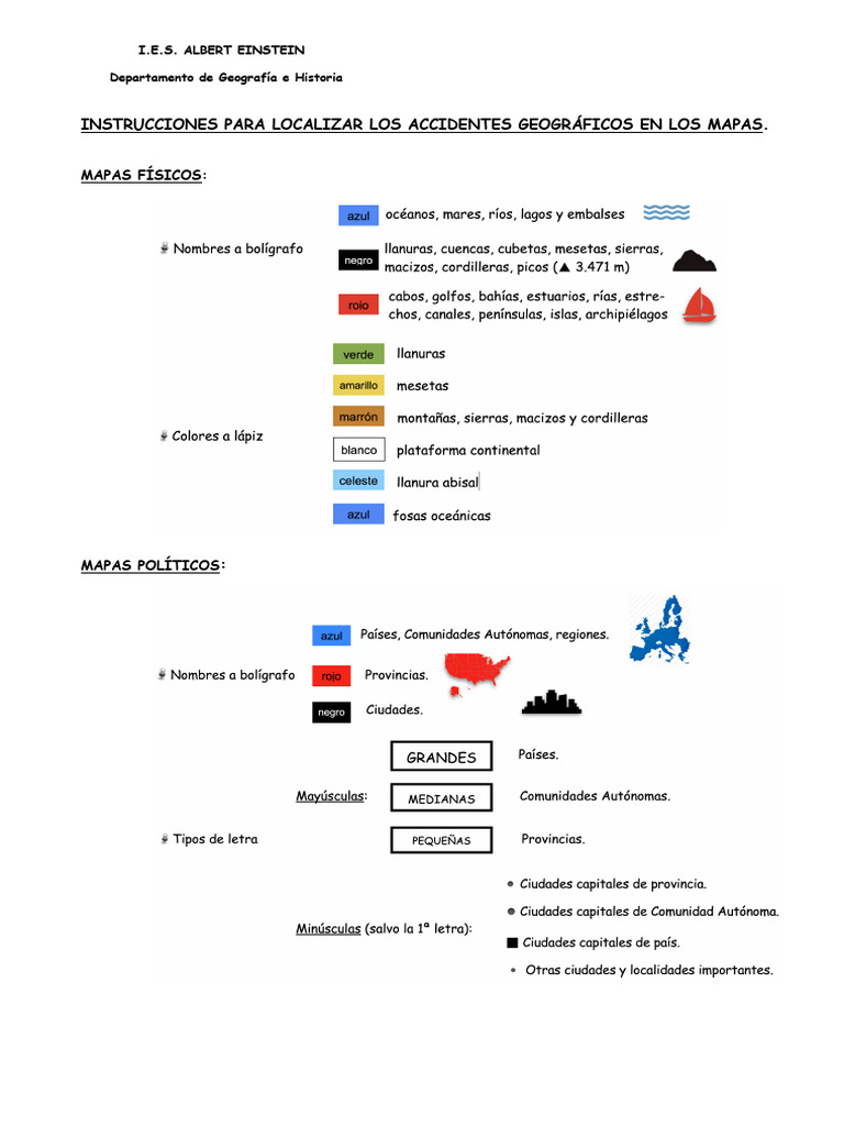 Accidentes Geográficos para Localizar en Los Mapas 3º ESO ...