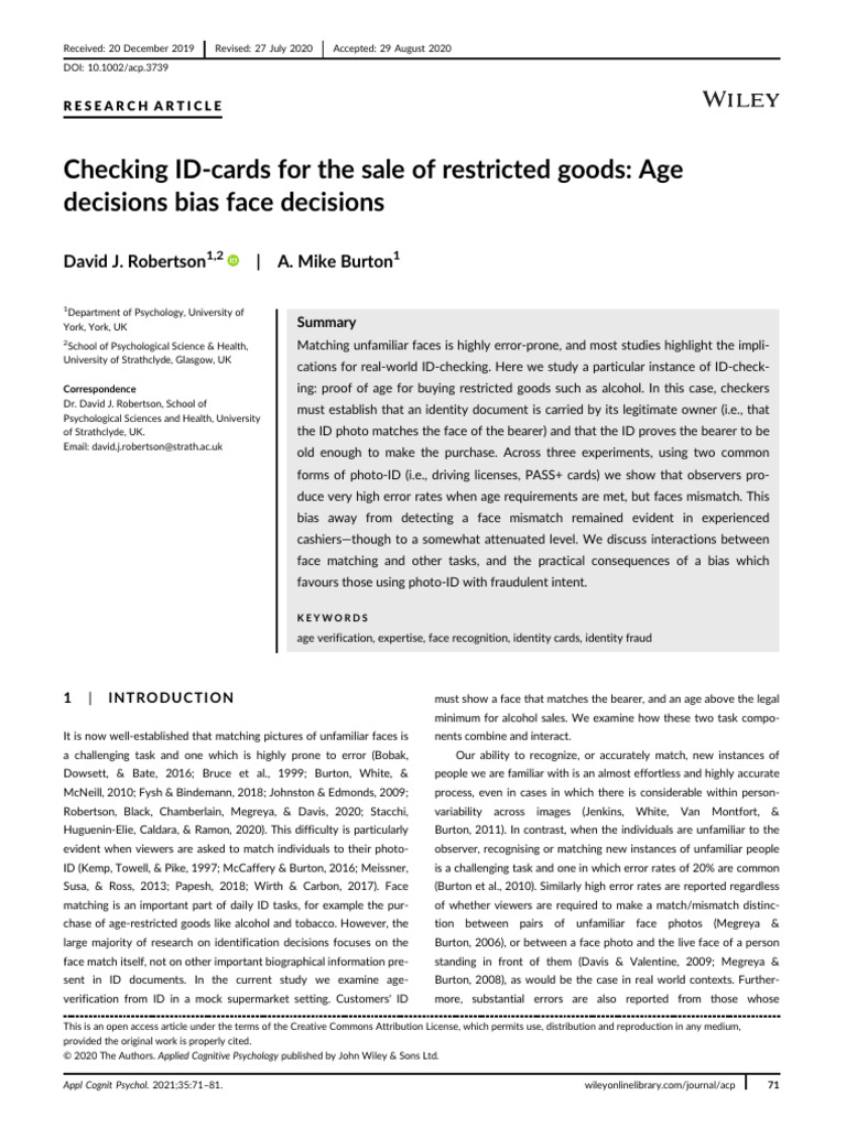 Checking ID-cards For The Sale of Restricted Goods | PDF | Identity ...