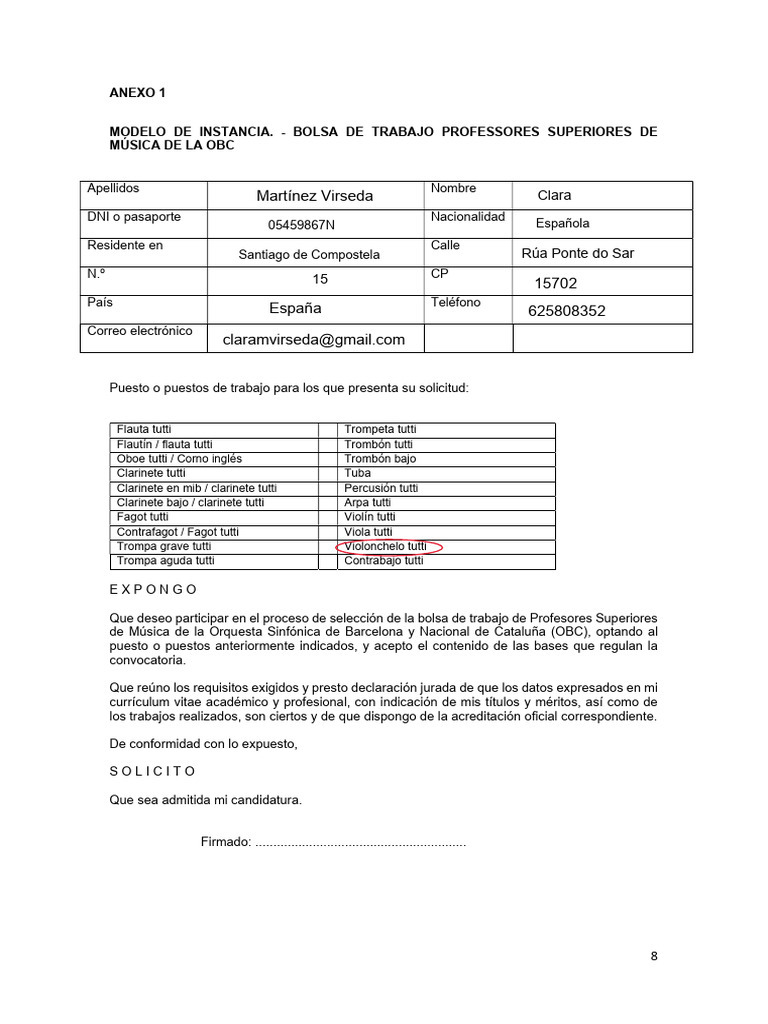 1708075550228-Bases Bolsa de Trabajo Violonchelo-8 | PDF | Clarinete ...