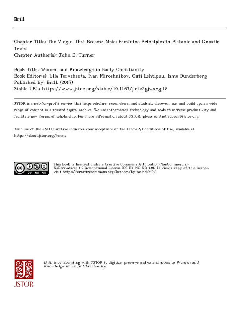 Turner - The (Gnostic) Virgin That Became Male | PDF | Neoplatonism ...