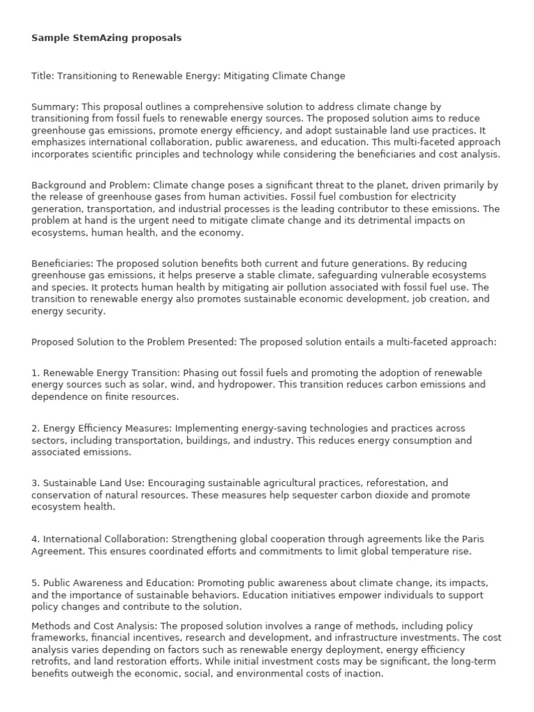 Sample-StemAzing-proposals | PDF | Climate Change Mitigation | Carbon ...