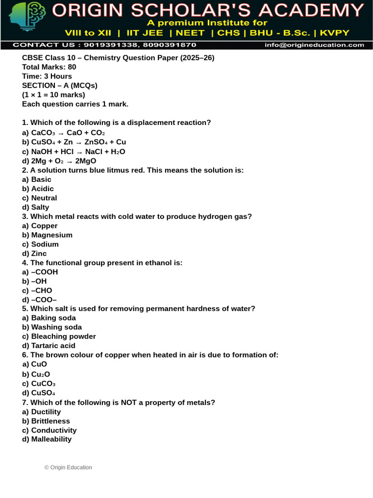 Class 10 Chemistry CBSE | PDF | Sodium Carbonate | Redox