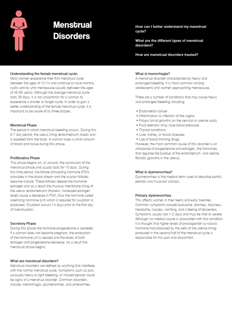 Menstrual Disorders | PDF | Menstrual Cycle | Menstruation