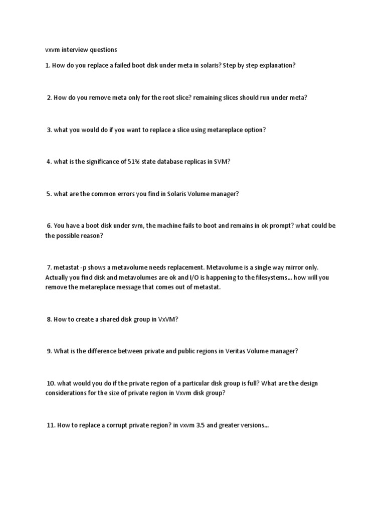 VXVM Interview Questions | PDF | File System | Booting