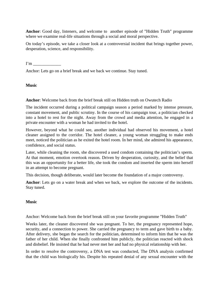 Story Script | PDF | Behavioural Sciences | Psychological Concepts