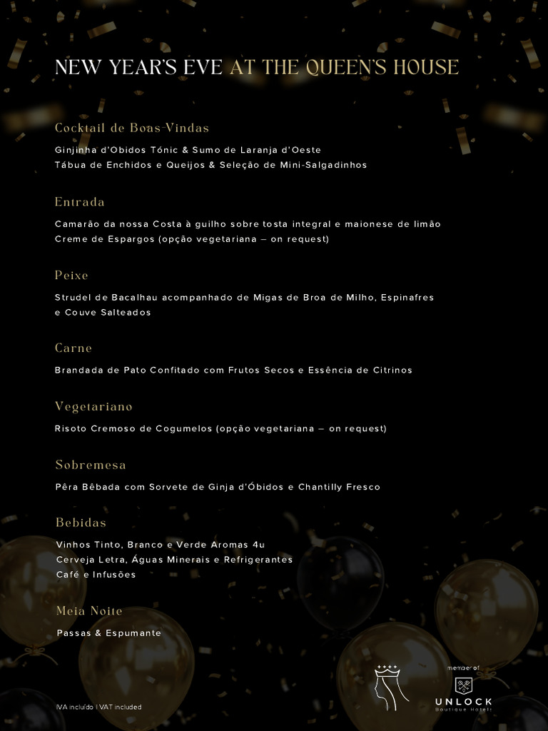 Menu de Jantar - Casa Senhoras Rainhas R Veillon 2025-2026 | PDF