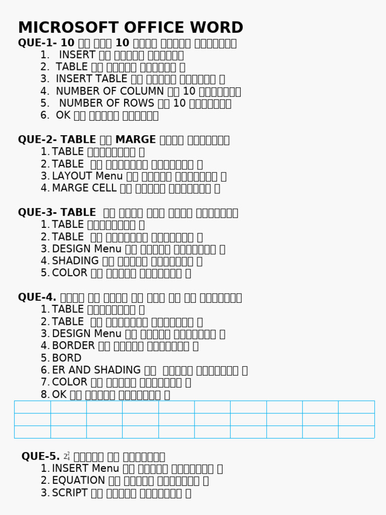 MS WORD QUEATION NOTES | PDF