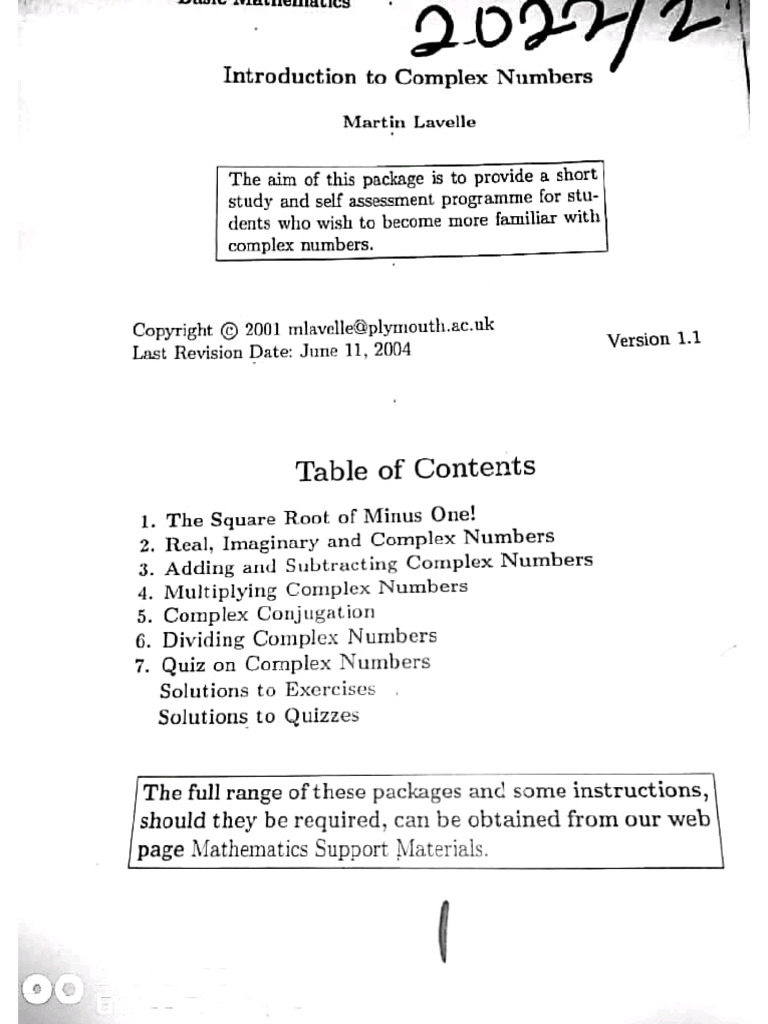 Mat 101 Complex Numbers | PDF