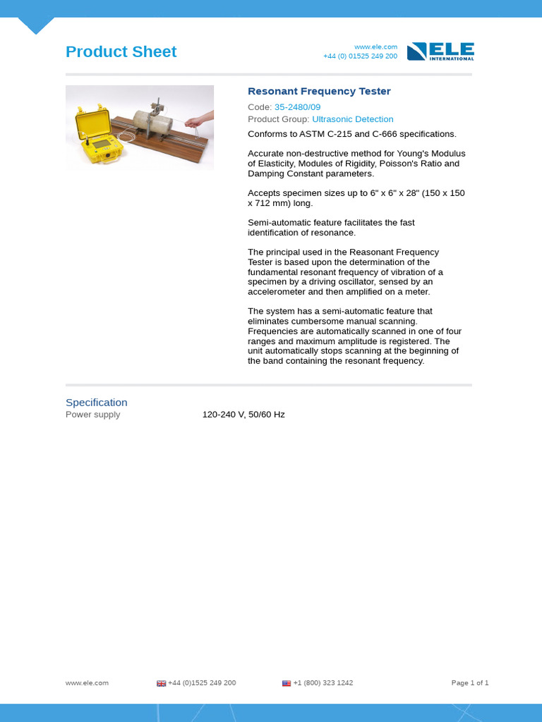 Ultrasonic Detection Resonant Frequency Tester | PDF