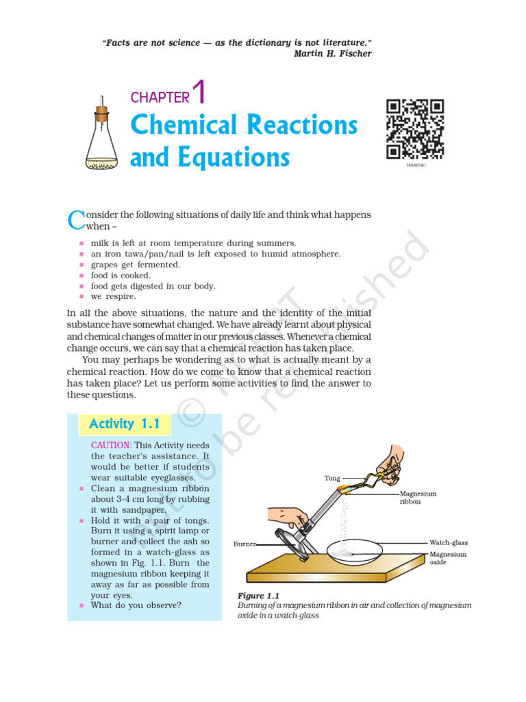 Ncert Textbook for Class 10 Science Chapter 1 | PDF | Chemical Reactions | Redox