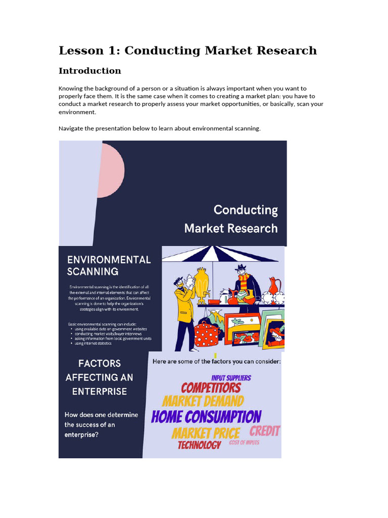 Lesson 1_ Conducting Market Research | PDF | Marketing Research ...