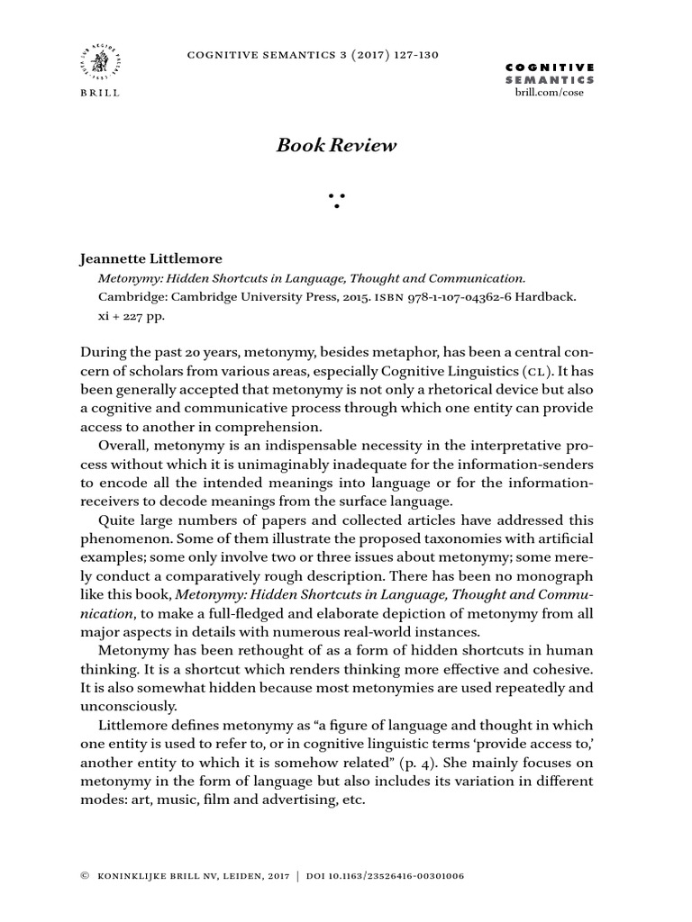 Metonymy Hidden Shortcuts in Language Review | PDF | Metaphor | Linguistics