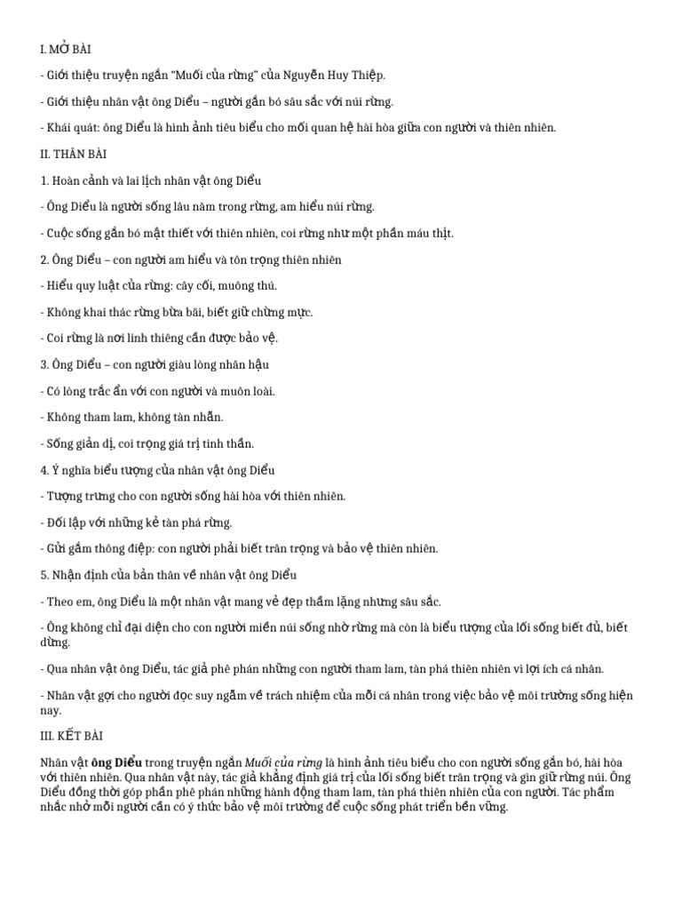 Dan y Nhan Vat Ong Dieu Muoi Cua Rung | PDF